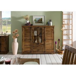 Highboard Mango 160x45x140 dunkelbraun ge&ouml;lt RODEZ #126