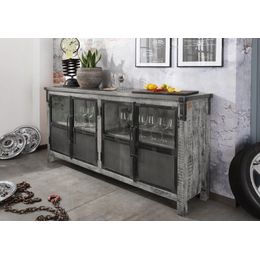 Sideboard Mango 180x40x90 grau lackiert HEAVY INDUSTRY #150