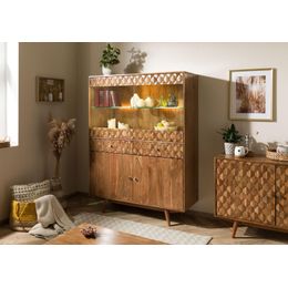 Highboard Akazie 120x42x160 Akazie natur lackiert MOSAYK #115