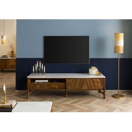 TV-Board Mango 180x45x50 braun ge&ouml;lt / echter Marmor LOS ANGELES #02