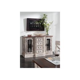 Sideboard Mango / Akazie 135x50x90 wei&szlig; gewachst CASTLE-ANTIK #40