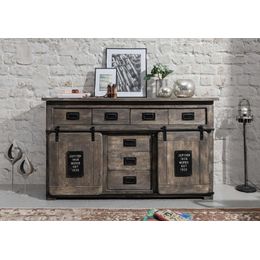 Sideboard Mango 150x45x90 grau lackiert RAILWAY #219