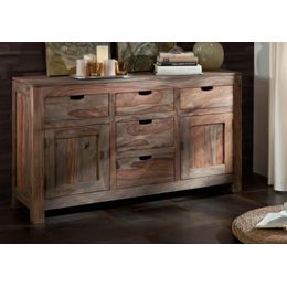 Sideboard Sheesham 140x42x80 grau ge&ouml;lt NATURE GREY #80
