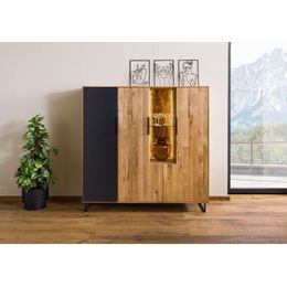 Highboard Wildeiche mit Glast&uuml;r 142x43x145 natur ge&ouml;lt LINDAU #117