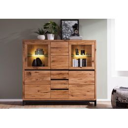 Highboard Wildeiche 166x40x148 natur ge&ouml;lt VILLANDERS #107