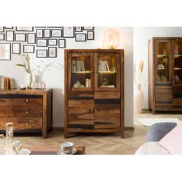 Highboard Sheesham 100x45x150 dunkelbraun lackiert ANCONA #230