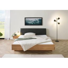 Bett mit Nachttisch links Eiche 160x200x85 natur ge&ouml;lt, Kopfteil anthrazit FICHTELBERG #50