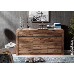 Sideboard Wildeiche / Zerreiche 150x43x80 braun ge&ouml;lt MONTREUX #351
