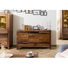 Sideboard Sheesham 140x45x80 dunkelbraun lackiert ANCONA #221
