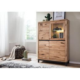 Highboard Wildeiche 103x40x148 natur ge&ouml;lt VILLANDERS #105