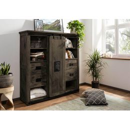 Highboard Mango 142x45x147 grau lackiert RAILWAY #262
