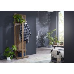Wandgarderobe Sheesham 55x35x200 grau ge&ouml;lt NATURE GREY #002