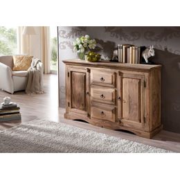 Sideboard Sheesham 135x40x85 grau ge&ouml;lt LEEDS #42
