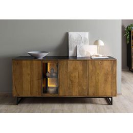 Sideboard Mango / Altholz 180x47x81 schwarz / natur lackiert DAVIS #21