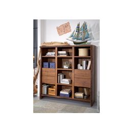 B&uuml;cherregal Akazie 142x45x147 braun lackiert PURE ACACIA #212