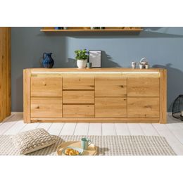 Sideboard Wildeiche 223x40x85 natur ge&ouml;lt KENT #131