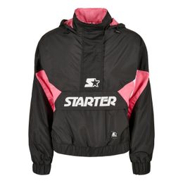 Windbreaker STARTER Black Label "Starter Black Label Damen", Damen, Gr. XS, schwarz, pinkgrapefruit, 100% Polyester, mehrfarbig, oversize, ohne Ausschnitt, Jacken Windbreaker