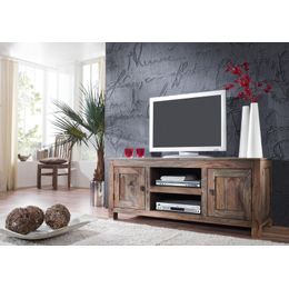 TV-Board Sheesham 145x45x60 grau ge&ouml;lt NATURE GREY #41
