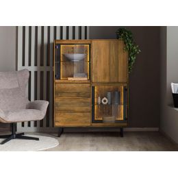 Highboard Mango / Altholz 111x47x145 schwarz / natur lackiert DAVIS #30