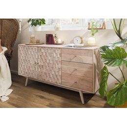 Sideboard Akazie 145x42x75 wei&szlig; lackiert MOSAYK #206
