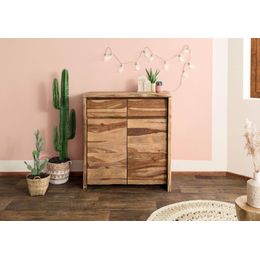 Highboard Sheesham 100x48x111 natur lackiert / sandgestrahlt PURE SHEESHAM #201