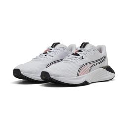 Trainingsschuh Puma "PWR Hybrid Puma League Trainingsschuhe Damen", Damen, Gr. 36, wei&szlig; rosy outlook schwarz pink, Obermaterial: Textil, Synthetik. Futter: Textil. Innensohle: Textil. Laufsohle: Gummi, Schuhe