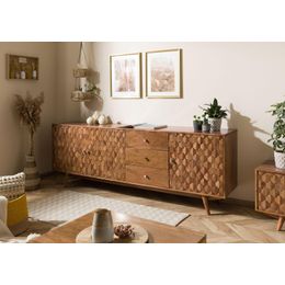 Sideboard Akazie 210x42x75 Akazie natur lackiert MOSAYK #109