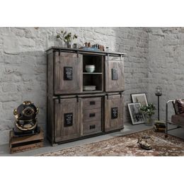 Highboard Mango 150x45x160 grau lackiert RAILWAY #225