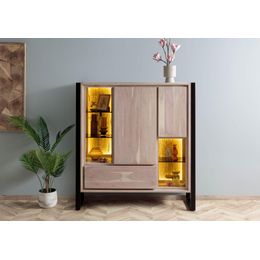 Highboard Akazie / Altholz 130x40x140 natur lackiert DENVER #100