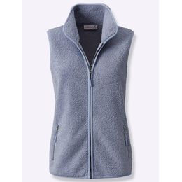 Fleeceweste Casual Looks, Damen, Gr. 52, blau (taubenblau), 100% Polyester, unifarben, Westen Fleeceweste