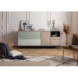 Sideboard Akazie 200x45x85 grau-wei&szlig; ge&ouml;lt CHICAGO #05
