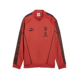 Sweatjacke Puma "AC Milan KING Anthem Jacke Jugendliche", Jungen, Gr. 128, rot fire schwarz, Obermaterial: 63% Polyester, 37% Baumwolle; Taschenfutter: 100% Polyester; Rippe: 7% Elasthan, 93% Polyester; Besatz: 100% Polyester, Sweatjacken Sweatjacke