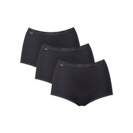 Maxislip Sloggi "Basic+", Damen, Gr. 42, schwarz, Single Jersey, Obermaterial: 95% Baumwolle, 5% Elasthan, unifarben, k&ouml;rpernah, Unterhosen, perfekter Sitz, Baumwollmischung, weich, elastisch