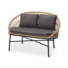 Tchibo - Design-Gartenbank mit Polyrattangeflecht - 127x61x86cm - schwarz - Polyethylen / Stahl / Polyester