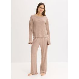 bonprix Oversized Pyjama aus weicher Baumwolle, braun, 100% Baumwolle