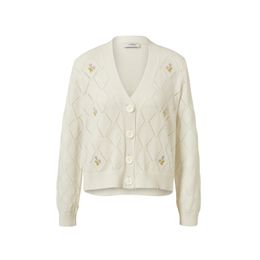Tchibo - Cardigan mit Blumenstickerei - Damen - Gr. XS - creme