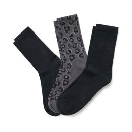 Tchibo - 3 Paar Socken - Damen - Gr. 35-38 - schwarz/print