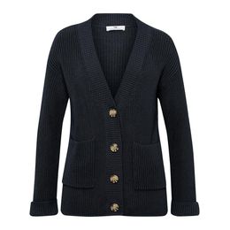 Peter Hahn - Strickjacke mit V-Ausschnitt, blau, Gr. 44 / L - Baumwolle