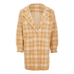 YASANNA Strickjacke Damen Gr&ouml;&szlig;e M camel / wei&szlig;