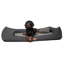 tierlando &reg; Nonplusultra LINUS orthop&auml;disches Hundebett Visco PLUS Kunstleder schwarz/ graphit 1,3 m, 25 cm, 1 m