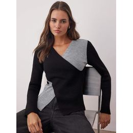 Trendyol Pullover Damen Gr&ouml;&szlig;e M hellgrau / schwarz