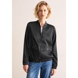 Kurzjacke Cecil, Damen, Gr. XXL (46), schwarz, Stoff, Obermaterial: 55% Polyester, 45% Viskose; Futter: 100% Polyester, gl&auml;nzend, normal normal, hoch geschlossener Ausschnitt, elastischer Bund, Jacken Kurzjacke, bestehend aus einem Materialmix