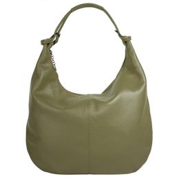 Shopper CLUTY, Damen, Gr. B/H/T: 35cm x 33cm x 7cm onesize, gr&uuml;n (oliv), Leder, leicht gl&auml;nzend, unifarben, Taschen Shopper, echt Leder, Made in Italy