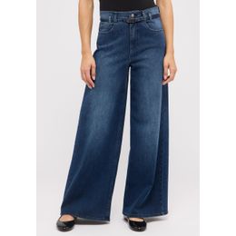 Relax-fit-Jeans Angels "LIVA BELT", Damen, Gr. 34, L&auml;nge 32, blau (blau used), Denim/Jeans, Obermaterial: 92% Baumwolle, 6% Polyester, 2% Elasthan, relaxed fit lang, Jeans, mit sehr weitem Bein und G&uuml;rtel