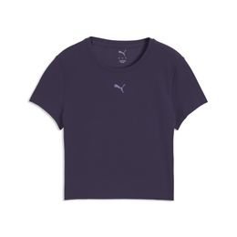Trainingsshirt Puma "SHAPELUXE Trainings-T-Shirt Damen", Damen, Gr. L, deep plum lila, Obermaterial: 18% Elasthan, 82% Nylon, eng, Rundhals, Shirts