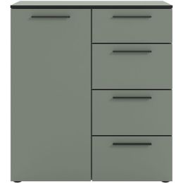 Kommode MANJANA M&Ouml;BEL "mit Schwarz matten Metallgriffen in verschiedenen Ausf&uuml;hrungen", schilfgr&uuml;n, metall schwarz matt, B:90cm H:99,8cm T:40cm, Metall, Spanplatte, Sideboards, Kommode
