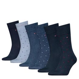 Socken Tommy Hilfiger "TH MEN SOCK 6P DOT ECOM", Damen, Gr. 43-46, blau (navy, blau), Baumwollmischung, normal, Socken Socken, gepunktet und uni