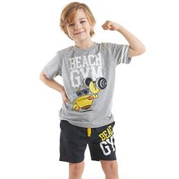Denokids 2tlg. Outfit "Beach Gym" in Grau/ Anthrazit - 68% | Gr&ouml;&szlig;e 98 | Kinder-oberteile
