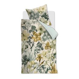 Beddinghouse Satin-Bettw&auml;sche-Set "Iris" in Creme/ Gr&uuml;n - 54% | Gr&ouml;&szlig;e 155x220 cm | Bettwaesche-bettwaren