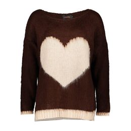 miss goodlife Pullover "Heart" in Dunkelbraun/ Creme - 75% | Gr&ouml;&szlig;e L | Damen-pullover-cardigans